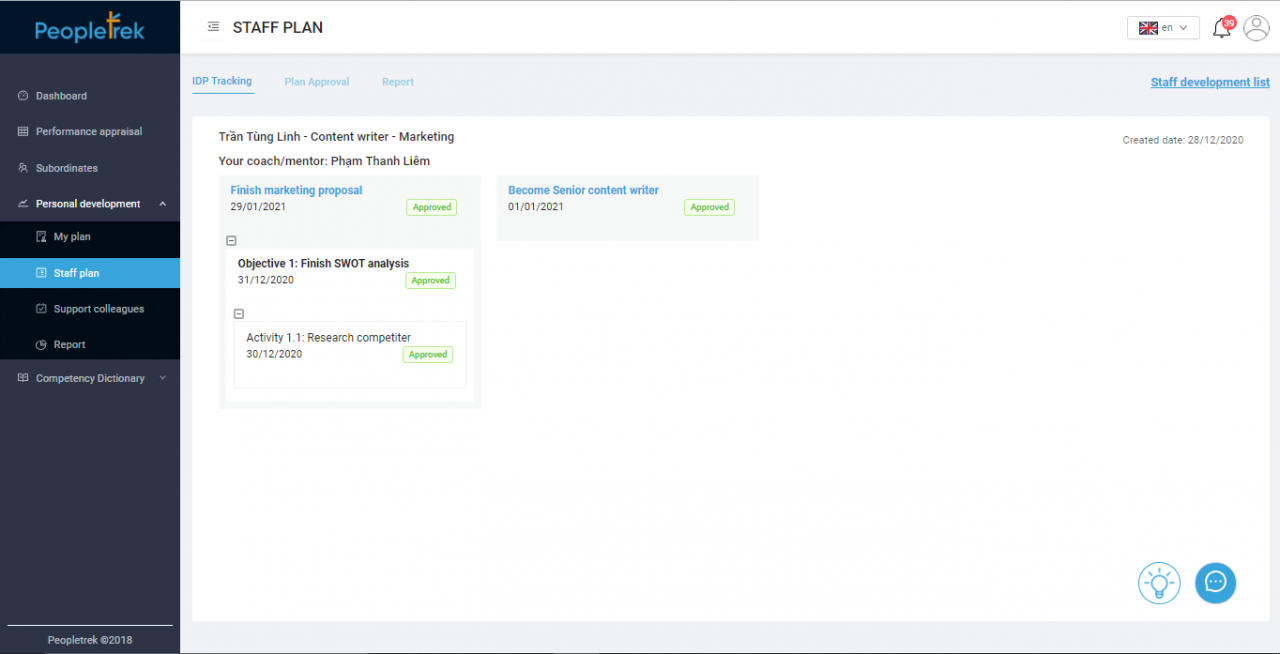 IDP (Individual Development Plan) Tracking - PeopleTrek